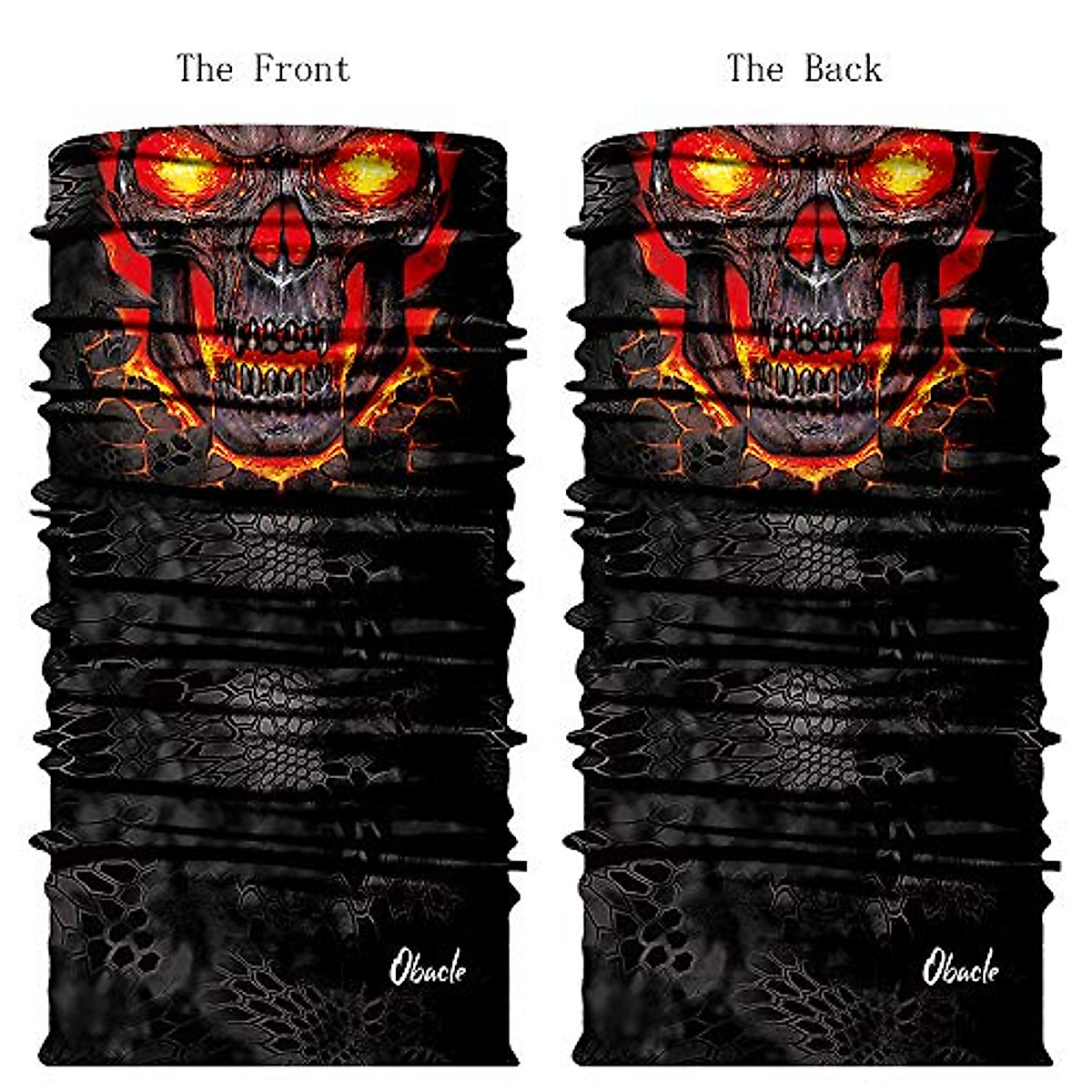 Obacle Skull Face Mask Half for Dust Wind UV Sun Protection Seamless 3D Tube Mask Bandana for Men Women Thin Breathable Skeleton Mask Motorcycle Riding Biker Cycling Sports Festival (Fire Face Skull)