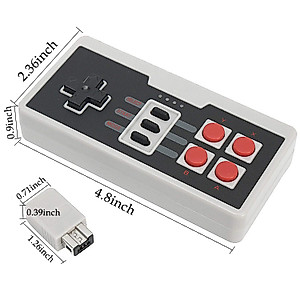 Wireless Controller NES Classic Edition - with Build in Rechargeable Batter, Wireless Range up to 10 Meters, Wireless Gamepad for Nintendo Mini Edition (2 Packs)