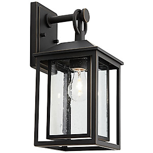 John Timberland Califa Mission Modern Outdoor Wall Light Fixture Brown Bronze Metal 15 1/4" Textured Clear Glass for Exterior House Porch Patio Outside Deck Garage Yard Front Door Garden Home