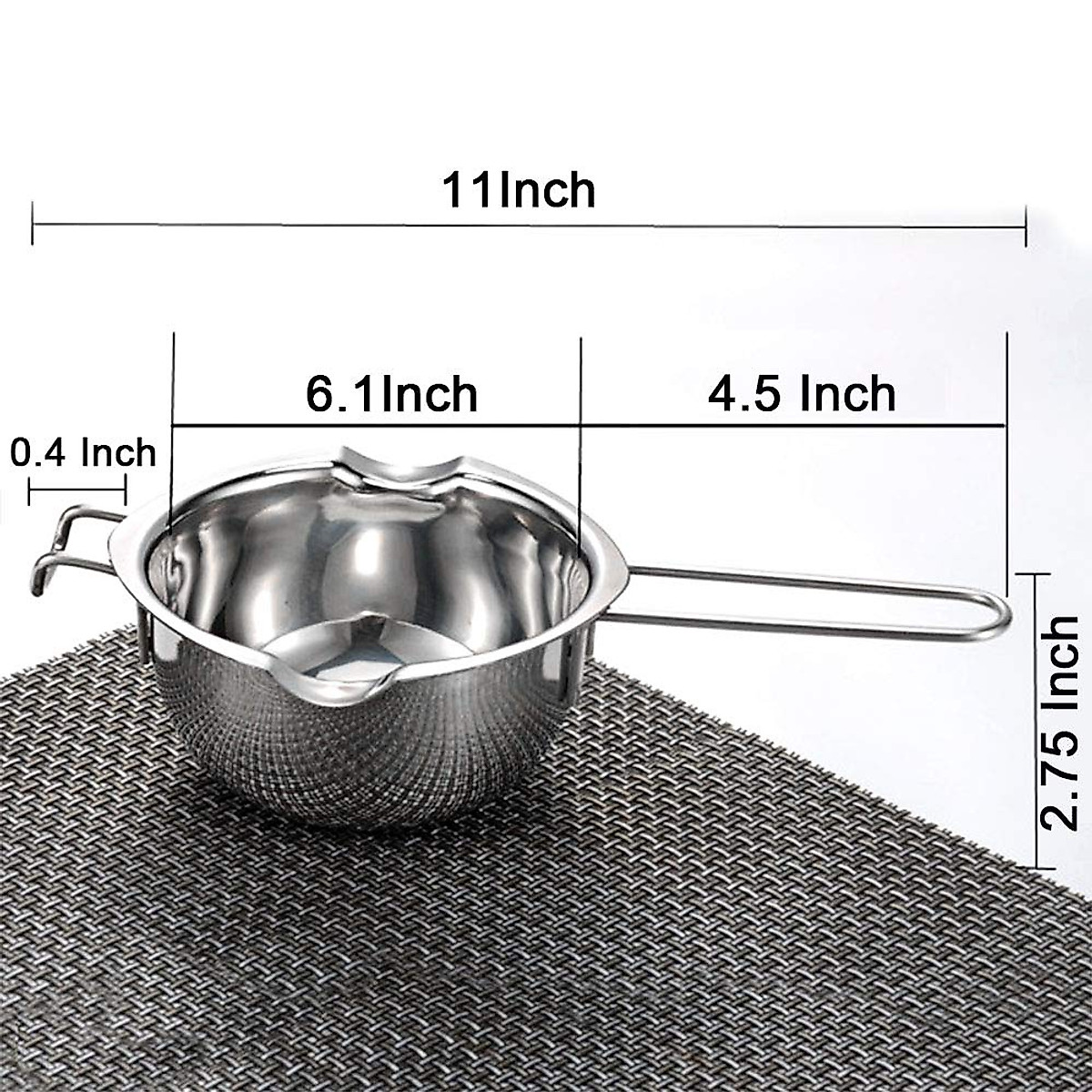 [New Upgrade] Stainless Steel Double Boiler Pot 600ML for Melting Chocolate, Butter, and Candle Making - 18/8 Steel Universal Insert