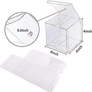 XP-ART 30 Pcs Candy Apple Boxes with Bamboo Apple Sticks, Clear Caramel Apple Box Plastic Gift Cookie Makaron Cupcake Packaging for Treats, Party Favors, 4" L x 4" W x 4" H