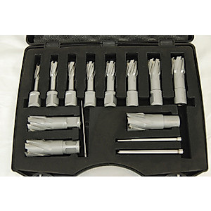 BLUEROCK 13 Piece 1-3/8" Depth Tungsten Carbide Tip (TCT) Annular Cutter Set of 11 for Magnetic Drill