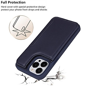 iCoverCase Compatible with iPhone 12 Pro Max Wallet Phone Case with Card Holder for Women Men, RFID Blocking PU Leather Case 6.7 Inch (Dark Blue)