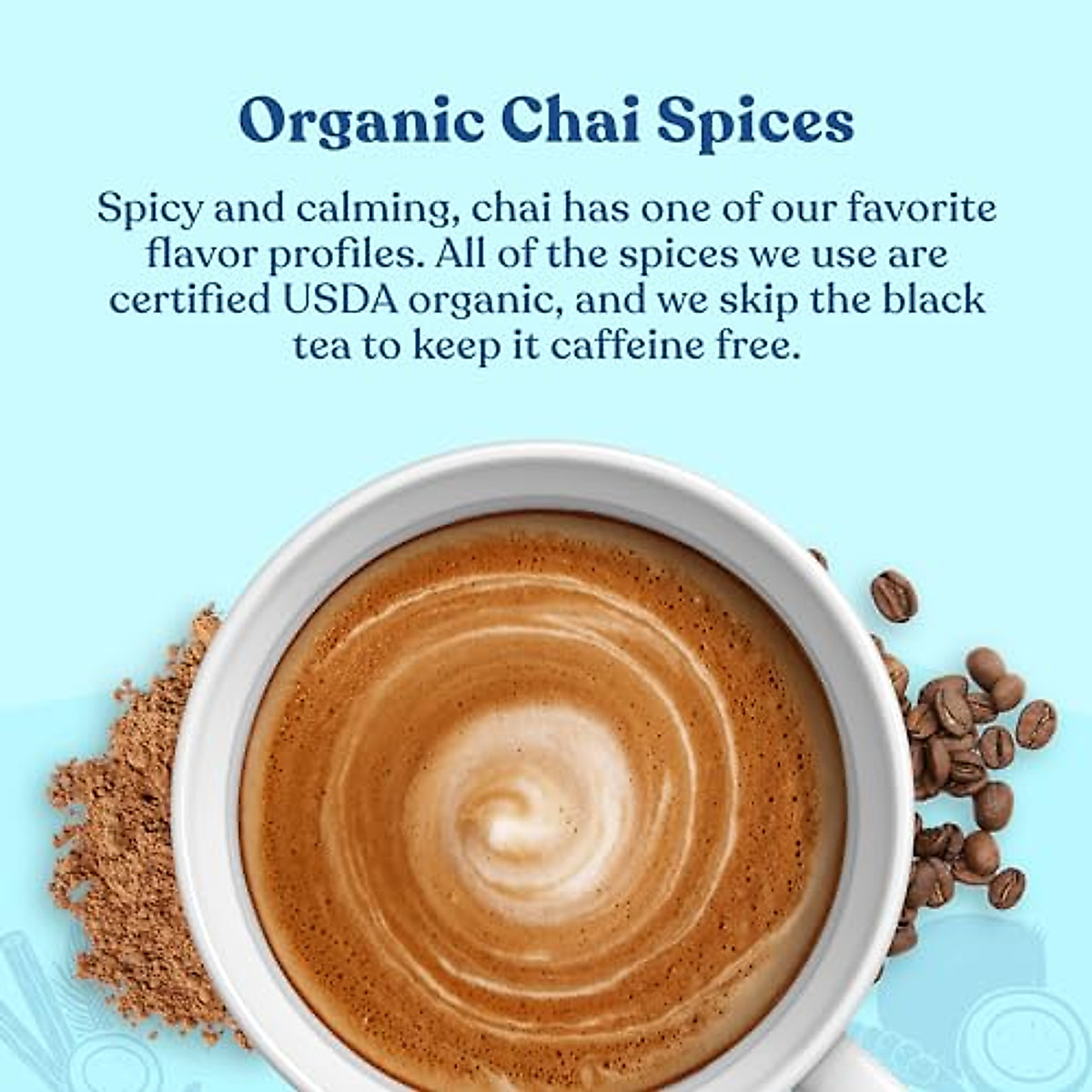 Chai Latte by Four Sigmatic | Organic Instant Chai Latte with Turkey Tail, Reishi Mushrooms & Coconut Milk Powder | Supports Gut & Digestion Health | Decaf, No Dairy & Gluten-Free | 10 Count