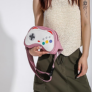 Cute Game Controller Fanny Pack Belt Bag, Women's Sports Chest Bag For Running, Casual Fashion Cartoon Shoulder Crossbody Bag (Pink)