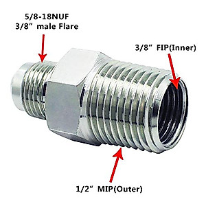 MENSI 20" Non-Whistle Flexible Yellow Flex Gas Line Connector Kit for NG or LP Fire Pit and Fireplace with 1/2" Female and Male Adaptor Fitting But A Quarter Inch Hose Diameter