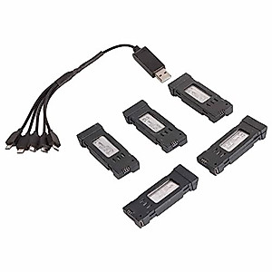 UPQRSG 5PCS 3.7V 1200Mah Lithium Battery for E58 L800 JY019 Quadcopter Spare Parts, Portable Drone Battery with 5 in 1 Charger Cable, RC Quadcopter Spare Part