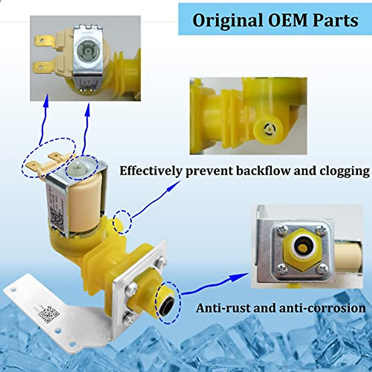 000009123 000009120 000008487 000008483 33129028 IH9120 Water Inlet Assembly Compatible Manitowoc ice Machines,Fits S,SD,I,IB, JC,QR,SD and K Series Machines,120V 60Hz 5W.-3 Year Warranty.