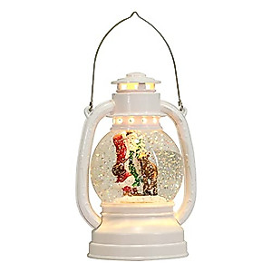 Eldnacele Christmas Snow Globe Lantern Spinning Water Glittering Santa Claus Scene with 6 Hours Timer, Lighted Water Globe Lantern White Santa Claus for Christmas Decorationa and Gifts(Santa)