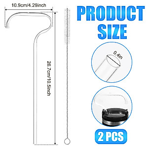 2PCS No Wrinkle Lip Straws, Prevent Anti Wrinkles Straw Compatible with Stanley Adventure Quencher 30oz, Plastic Reusable Travel Mug Replacement Straw with Cleaning Brush