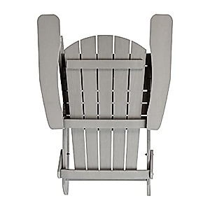 Flash Furniture Charlestown Commercial Folding Adirondack Chair - Gray - Poly Resin - Indoor/Outdoor - Weather Resistant
