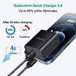 Adaptive Fast Charging Wall Charger USB Cube Power Adapter Quick Charge 3.0 Charging Box Brick for Samsung Galaxy S23 Ultra/A14/A04S/A13/A03s/S22/S21/S20/S10/S10E Note20 A12 A33 A53 A11 A71 A51 A20
