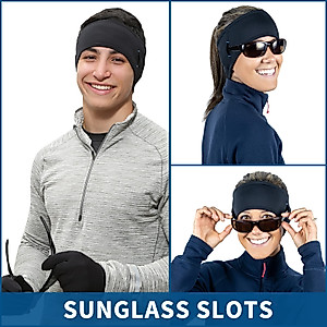 TrailHeads Running Headband with Sunglass Slots | Winter Headband | Sports Headband for Men and Women - Black