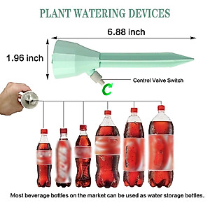 6 PCS Plant Self Watering Spikes Devices, Plant Watering Globes Adjustable Water Volume Drip System for Home and Vacation, Controllable from 1s/1 Drip to 90s/1Drip,for Indoor & Outdoor Plants