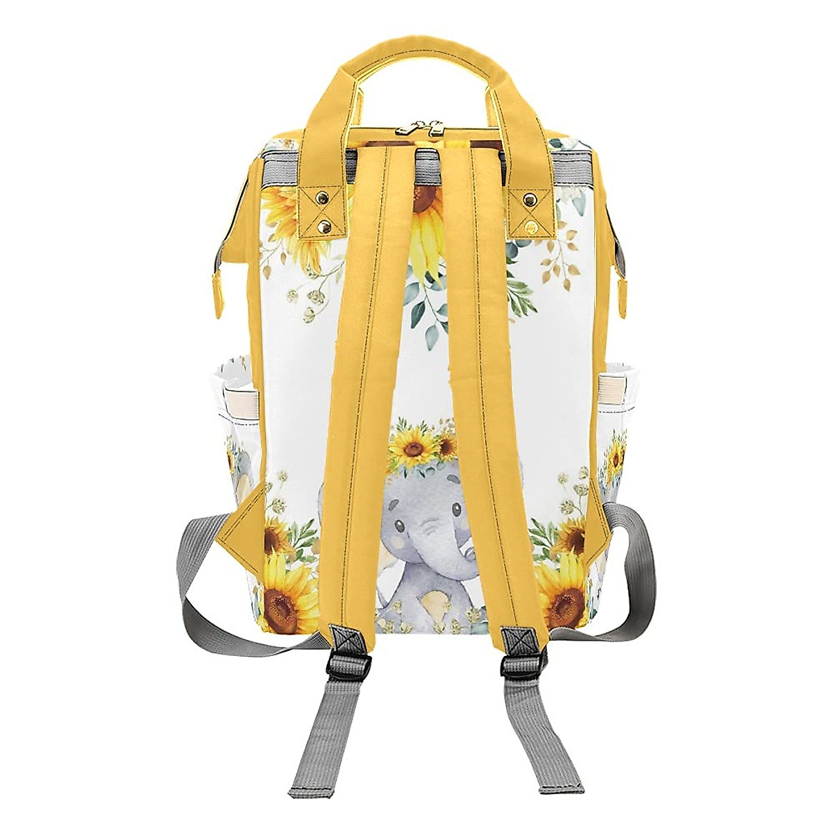 Cute Elephant Sunflower Diaper Bags with Name Waterproof Mummy Backpack Nappy Nursing Baby Bags Gifts Tote Bag for Women