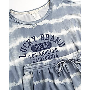 Lucky Brand Women's Pajama Set - Roll Sleeve T-Shirt and Shorts - Sleepwear for Women (S-XL), Size Small, Ocean Tie Dye
