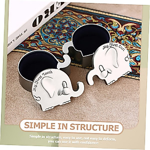 Kisangel 1 pair box Kids and Curl Shower Elephant Container Silver Keepsake Save Souvenir St Toddler Storage Saver for Fairy Organizer First Metal Teeth Holder Tooth
