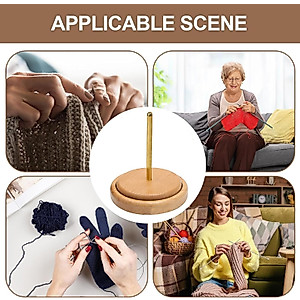 Yarn Holder with Double Twirling Mechanism Wooden Yarn Rack and Spinner for Crochet, Knitting, and Crafts (Large)