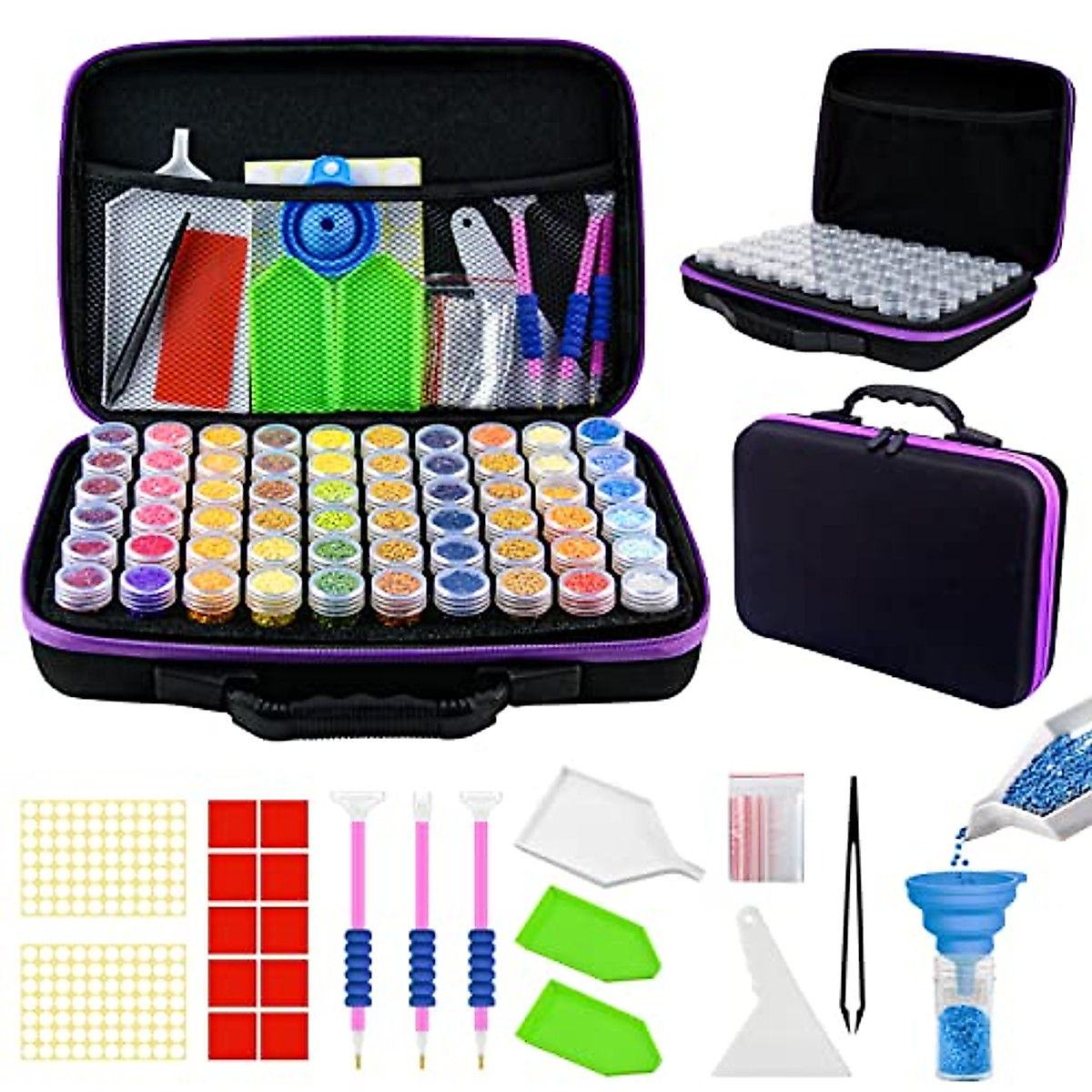 60 Slots Diamond Painting Storage Containers Upgraded Accessories and Tools Pen Tray, Diamond Painting Tools Organizer, Shockproof Diamond Art Storage Case, Jewelry Beads Storage Box