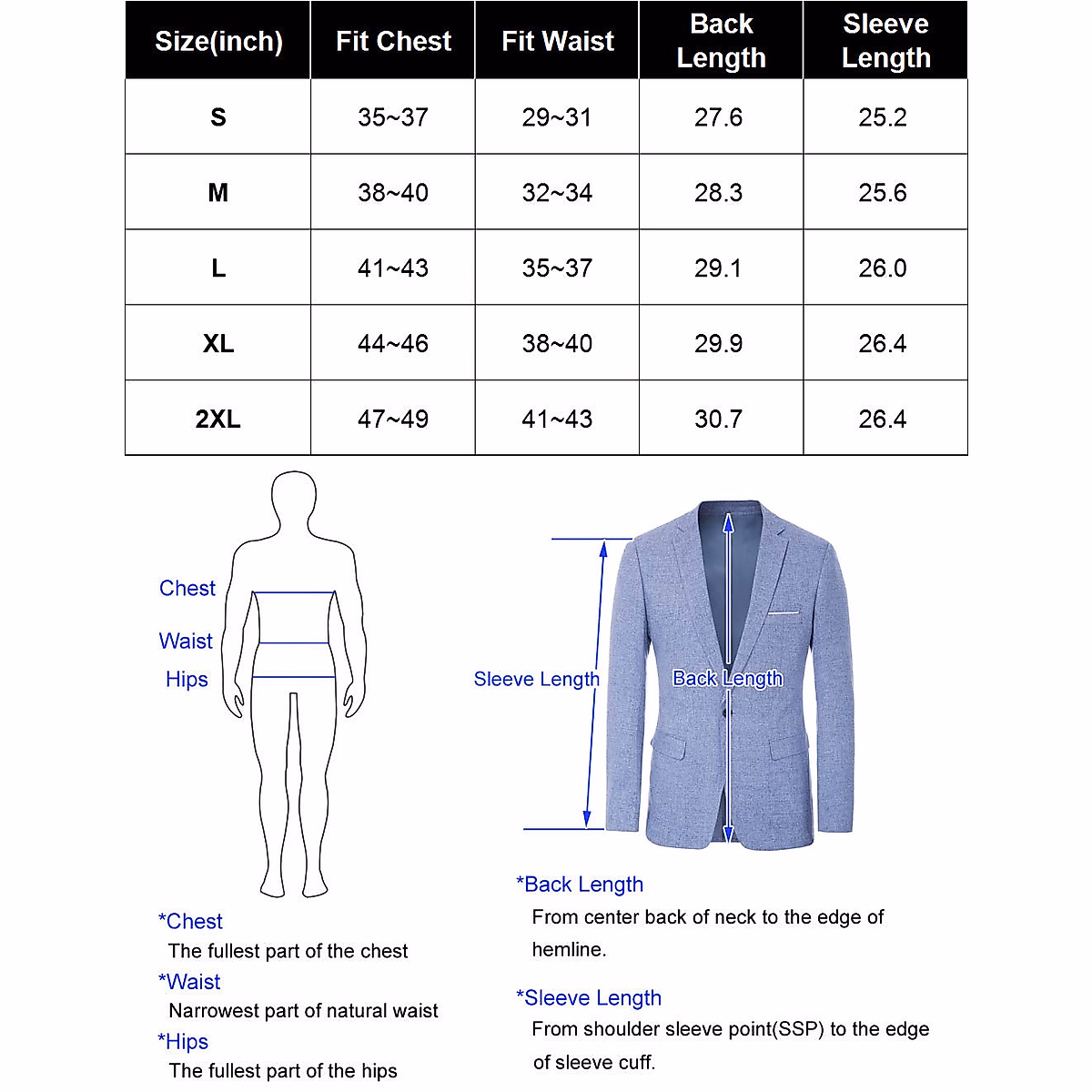 Men's Tailored Casual Blazer Slim Fit One Button Business Sport Coat Navy L