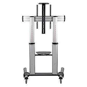 Tripp Lite Mobile TV Stand with Mount, for LED/OLED/LCD Flat Screen Monitors, 60” – 100” Televisions, Shelf & Locking Wheels, Silver, 5-Year Warranty (DMCS60100XX)