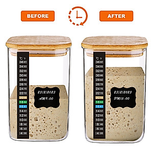 Uprony Sourdough Starter Jar Kit 38 Oz Wide Mouth Sourdough Container with Blackboard Stickers, Marker Pen, Silicone Scraper for Bread Baking Sour Dough Jar