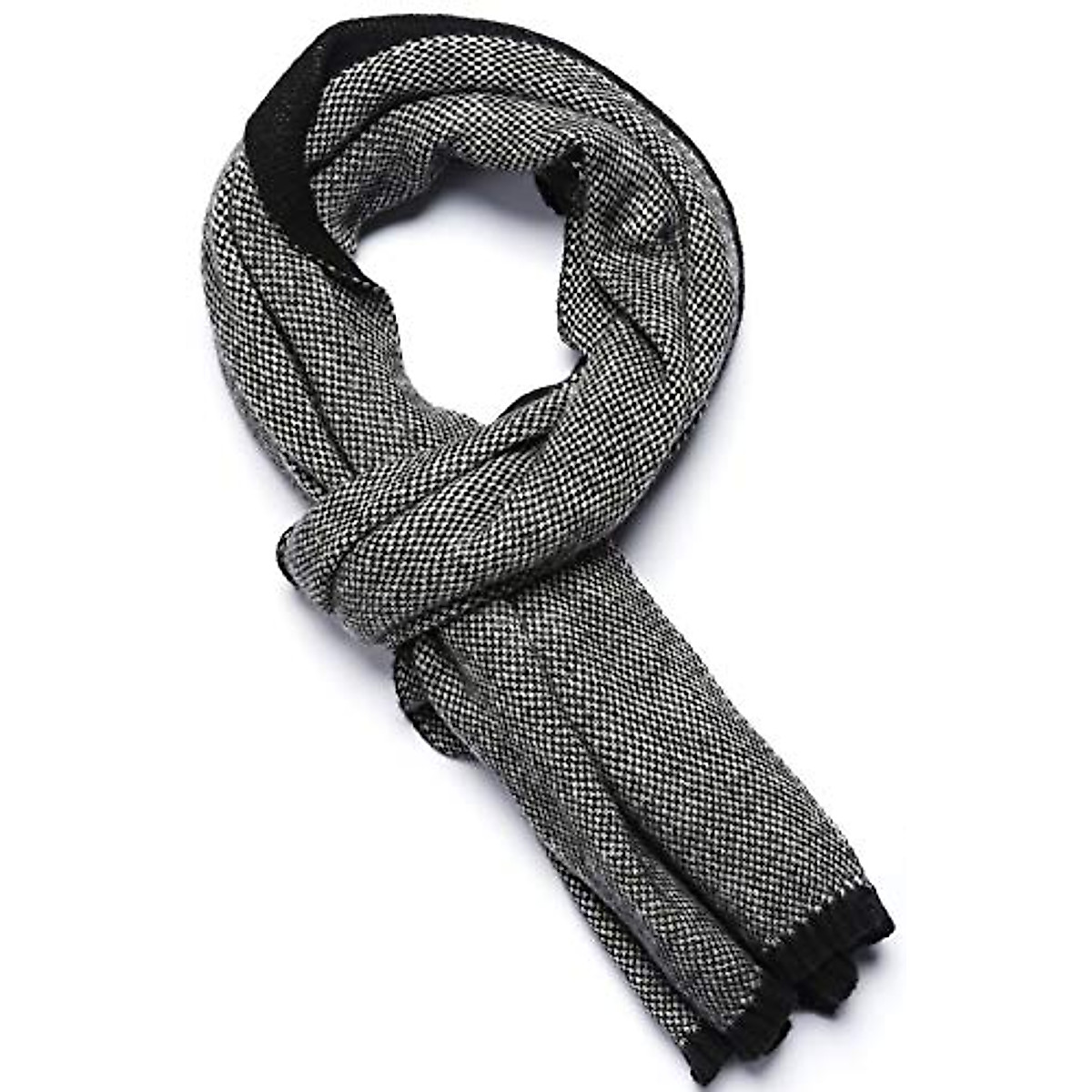 Mio Marino Mens Premium Winter Scarf, Soft Knit Scarves - Black & White - One Size