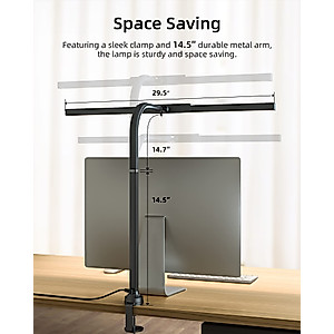 EZVALO 2023 Upgraded Led Desk Lamp, Hand-Sweep Architect Desk Lamps for Home Office, 31.5’’ Office Lighting with Led Display, Led Desk Light for Office with Clamp for Monitor Study Crafting Reading