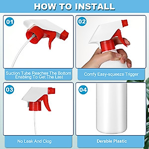 Tanlade 30 Pack Plastic Spray Bottles 16 oz Leak Proof Squirt Bottle Refillable Empty Bottles Spray Water Bottle Mist Sprayer with Red Nozzles for Hair Essential Oil Cleaning Solutions Plants Pets