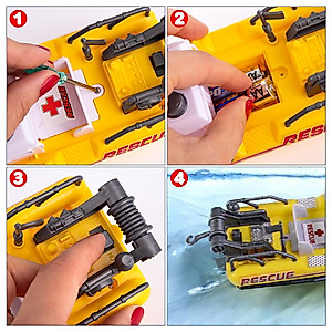 ArtCreativity Aquatic Rescue Vessel, Battery-Operated Toy Ship for Kids, Floats in Water, Floating Bathtub and Pool Toy for Boys and Girls, Great Birthday Gift for Children