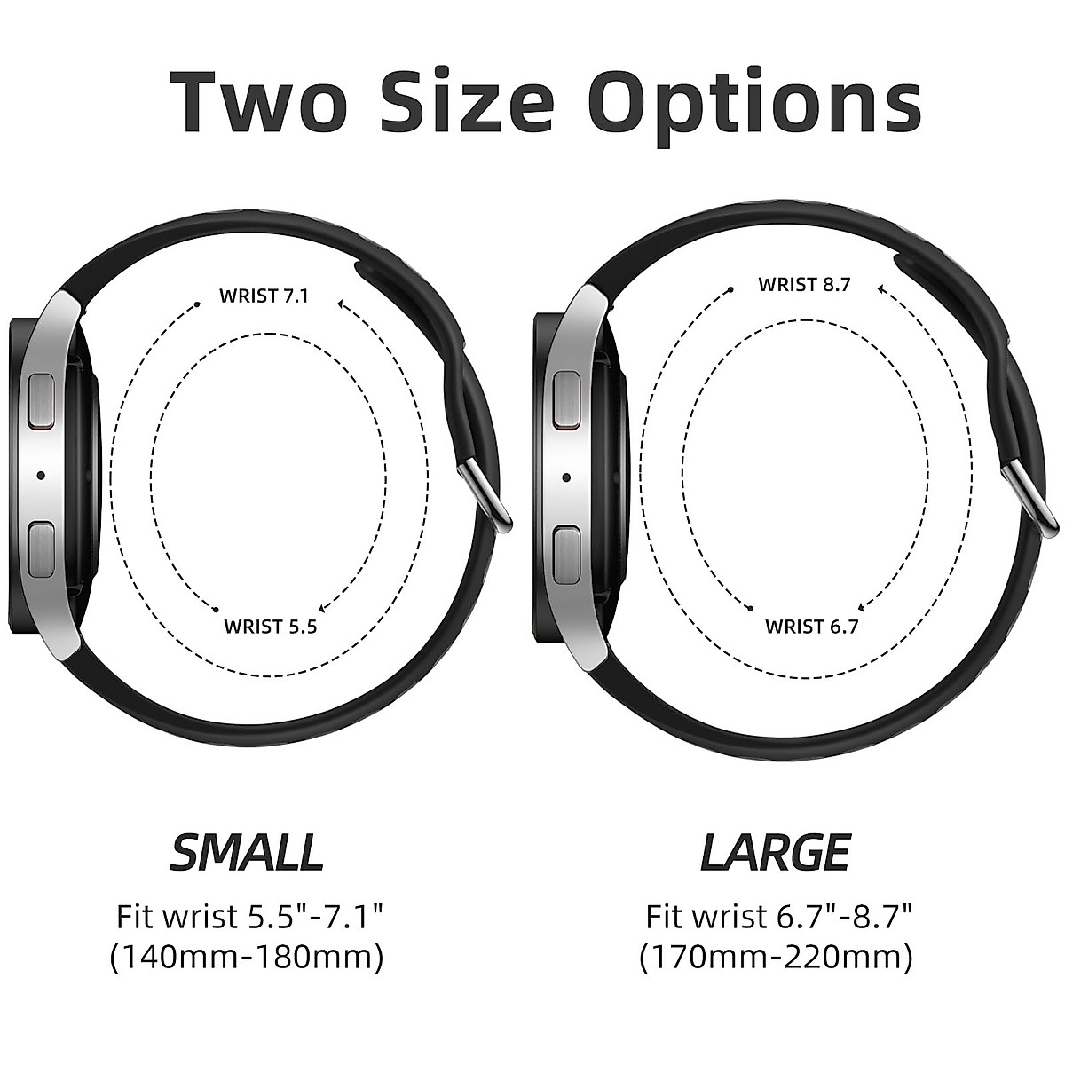 DaQin No Gap Sport Band Compatible with Samsung Galaxy Watch 7/6/5/4 Band 40mm 44m/Galaxy Watch FE/Watch 6 4 Classic 43mm 47mm 42mm 46mm/Watch 5 Pro 45mm, 20mm Soft Silicone Wristbands for Women Men