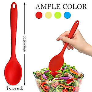 4 Pcs Mixing Spoons for Cooking, 8" Small Silicone Spoons Nonstick Heat Resistant Kitchen Spoon Silicone Serving Spoon Stirring Spoon for Kitchen Cooking Baking Stirring Mixing Tools