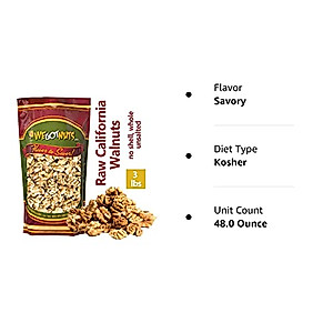 Three Pounds Of California Light Walnuts, 100% Natural, NO PPO, No Preservatives,Shelled,Raw - We Got Nuts