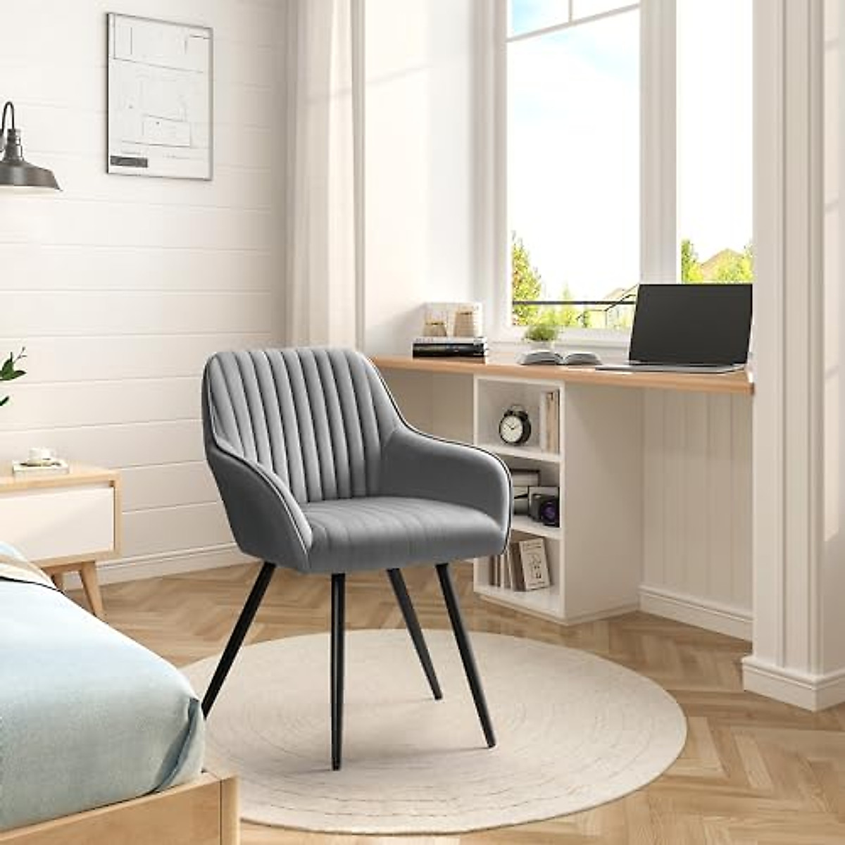 YESHOMY Accent Chair for Living Room Set of 2 Upholstered with Strong Metal Frame, Armrest for Bedroom, Dorm, Light Gray