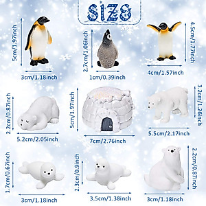 9 Pieces Polar Animal Toy Figurines Set with Igloo Realistic Polar Bear Figures Emperor Penguin Figurines Seal Figure Toys for Birthday Baby Shower Christmas Party Decoration Supplies