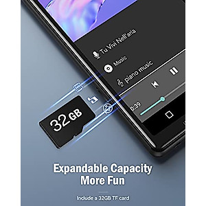AGPTEK 40GB MP3 Player with Bluetooth and WiFi, 4" Full Touch Screen MP4 Player with Spotify, Android Online Music Player with Speaker, FM Radio, Expandable Up to 32GB