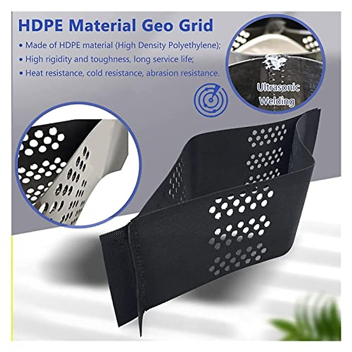 ZHOUHONG Geo Grid Ground Grid, Geo Cell Grid 2 Inch Thick, Gravel Grid HDPE Material, Ground Stabilization Grid 1885 LBS Per Sq, Tensile Strength Gravel Ground Grid for Slope Driveways, Garden