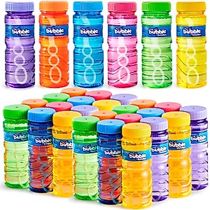 JOYIN 12 Pack Bubble Bottles (4oz Bubbles Solution), Bubbles Party Favors for Kids, Bubbles Wand Bulk, 6 Colors Large Bubble Kit, Easter Basket Stuffers for Toddler, Summer Toddler Outdoor Toys