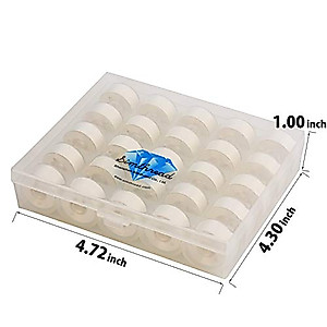 Simthread 25pcs White Prewound Bobbin Thread Size A Class 15 (SA156) 60WT with Clear Storage Plastic Case Box 70D/2 for Brother Embroidery Thread Sewing Thread Machine DIY