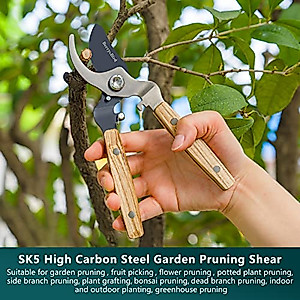 Berry&Bird Garden Tool Set, 3 PCS Gardening Tool Kit Includes Rose Pruning Thorn Proof Gloves, Pruning Shears with Wooden Handle and 17 Oz Pink Spray Bottle for Planting & Pruning Roses, Bonsai