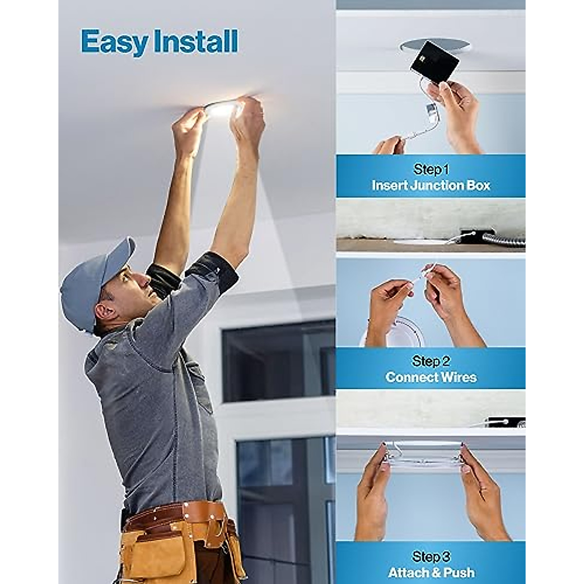 Sunco 12 Pack 4 Inch Ultra Thin LED Recessed Ceiling Lights Slim, Selectable CCT 2700K/3000K/3500K/4000K/5000K, Dimmable, 10W, Wafer Thin, Canless with Junction Box - ETL T24