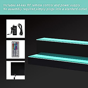 Ageszoe Acrylic LED Liquor Bottle Display Shelf 24 Inch 2 Step Acrylic Lighted Bar Shelf with RF Remote Controller for Home Commercial Bar Countertop Display Stand (2 Tier, 24 inch)