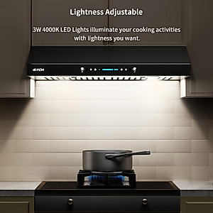 IKTCH 30 Inch Range Hood Under Cabinet, 900 CFM Range Hood with Gesture Sensing, Touch Panel, 4 Fan Speed, Stainless Steel Range Hood with 2 Pcs Baffle Filters