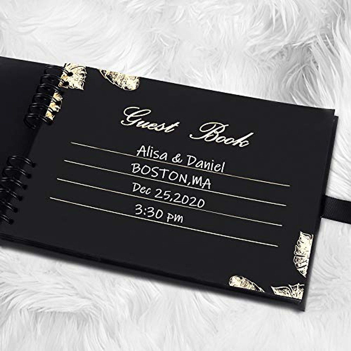 KIJETA Black Polaroid Guest Book for Wedding, Funeral, Baby Shower, Birthday, Bridal Shower, Graduation Party, 50th Anniversary - 11.5” x 8.5”, 80 Blank Pages Guestbook