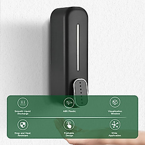 Wall Mounted Soap Dispenser 300ml Drill Free with Adhesive Manual Liquid Hand Soap Box Shower Shampoo Conditioner Dispenser for Toilet Bathroom Hotel Kitchen(Black)