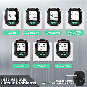 Homaisson Electrical Outlet Tester with GFCI, 3 Prong 120V AC Receptacle Tester & Socket Tester with LCD Voltage Display and Data Storage Function, 7 Common Wiring Problem Circuit Detection for Home