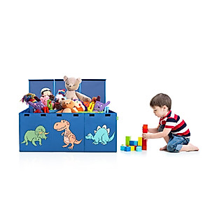 Ethiques Blue(Custom Dinosaur)Collapsible Large toy chest,40X16X14,Storage compartments with Lids