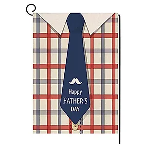 Father's Day Plaid Shirt Small Garden Flag Vertical Double Sided 12.5 x 18 Inch Work Hard Dad Burlap Yard Outdoor Decor