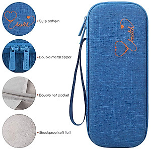 Canboc Hard Stethoscope Case Compatible with 3M Littmann Classic III, Lightweight II S.E, Cardiology IV, MDF Acoustica Stethoscope, Mesh Bag fit Medical Scissors, Oral Thermometer, Caribbean Blue