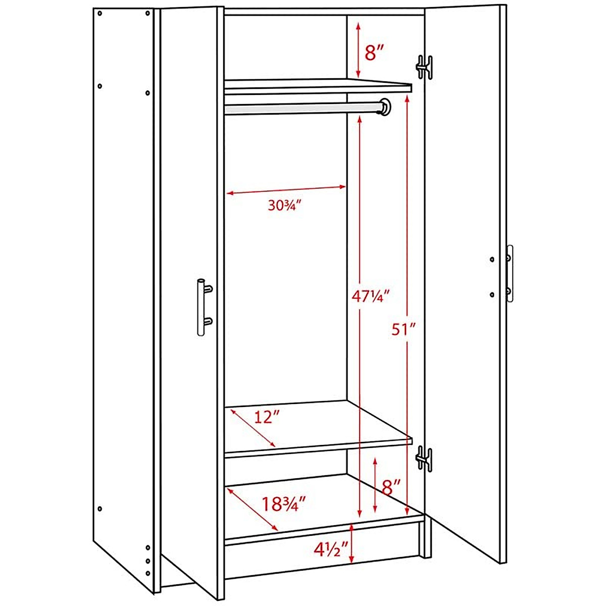 Pemberly Row Contemporary 32" Wardrobe Armoire in Espresso